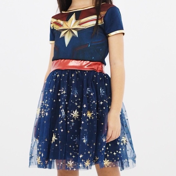 Marvel | Costumes | Captain Marvel Kids Costume Dress Sz Xl | Poshmark
